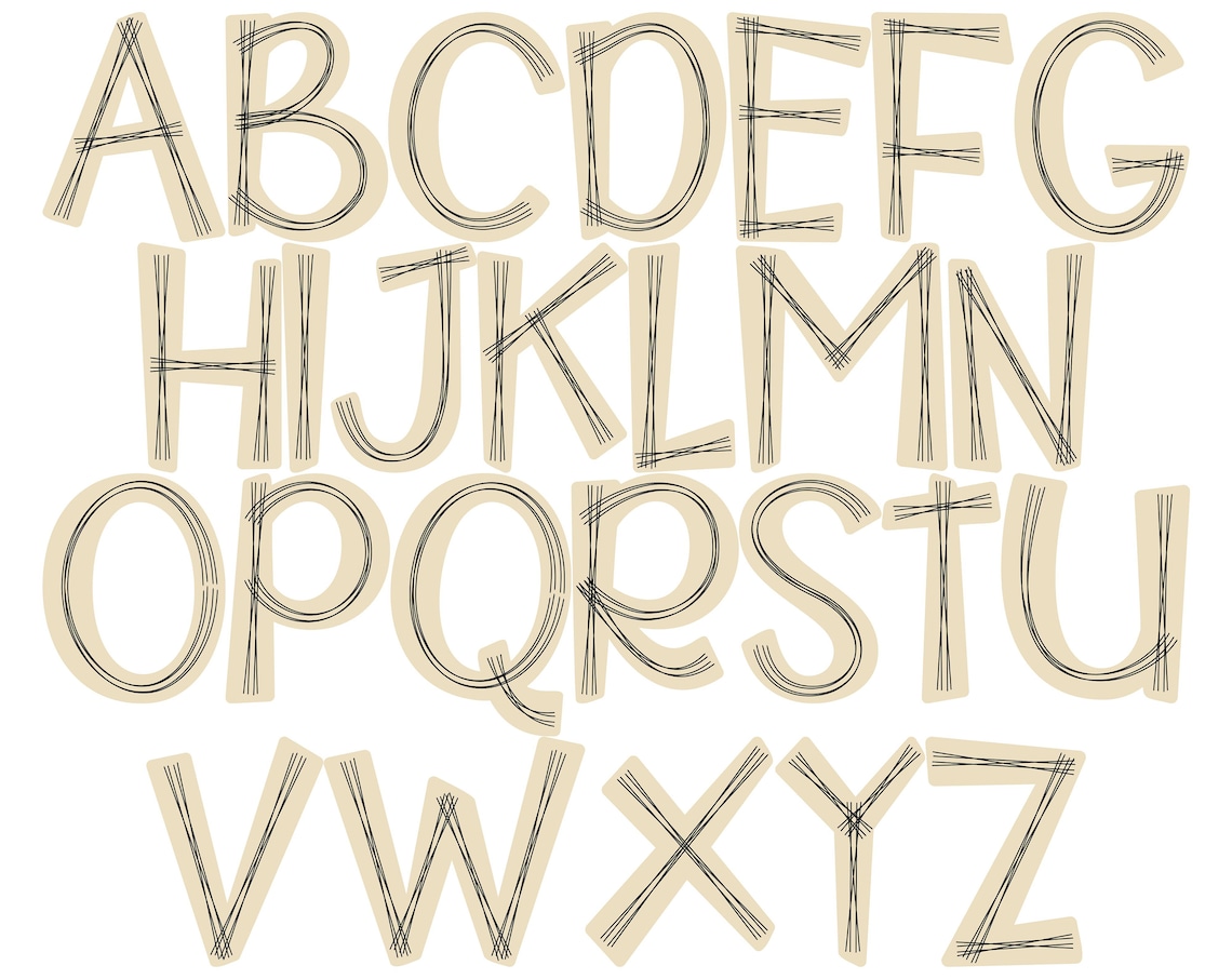 Scribble Letters PNG in 5 Colors Colonial White Muddy - Etsy