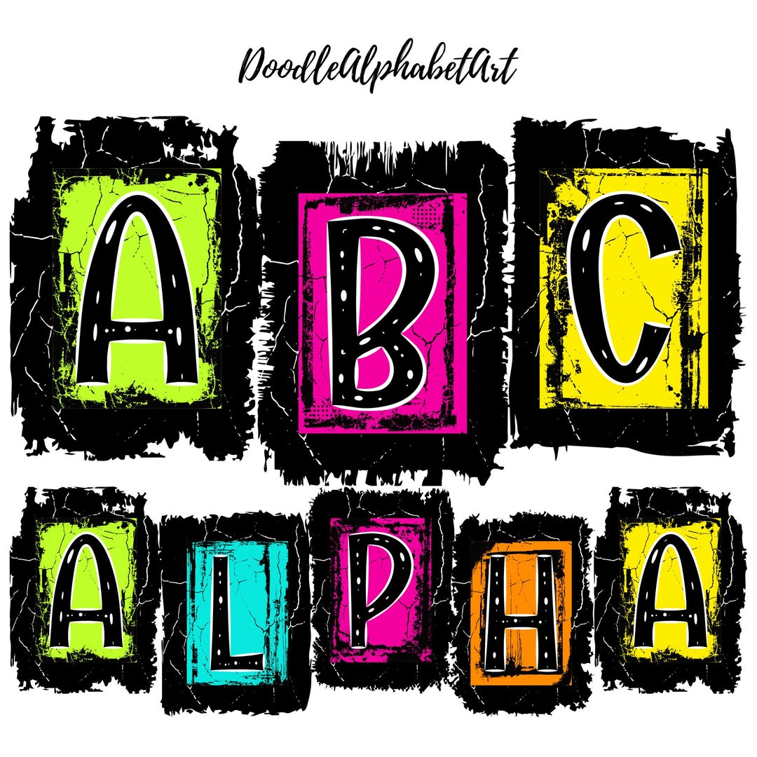 Grunge Alphabet PNG Bundle: Distressed Letters, Numbers, Symbols ...