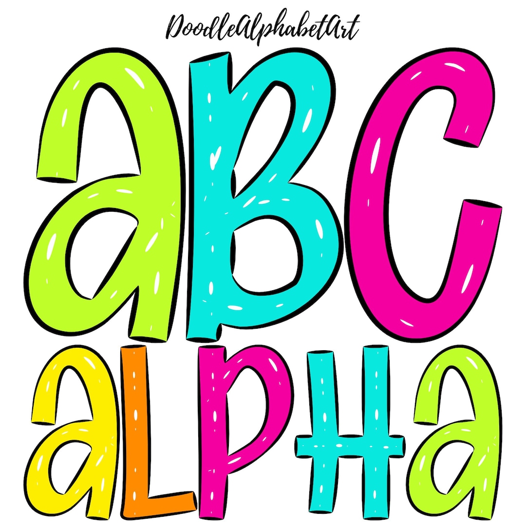 Vibrant Bubbly Alphabet PNG Bundle: Handwritten Letters (digital ...