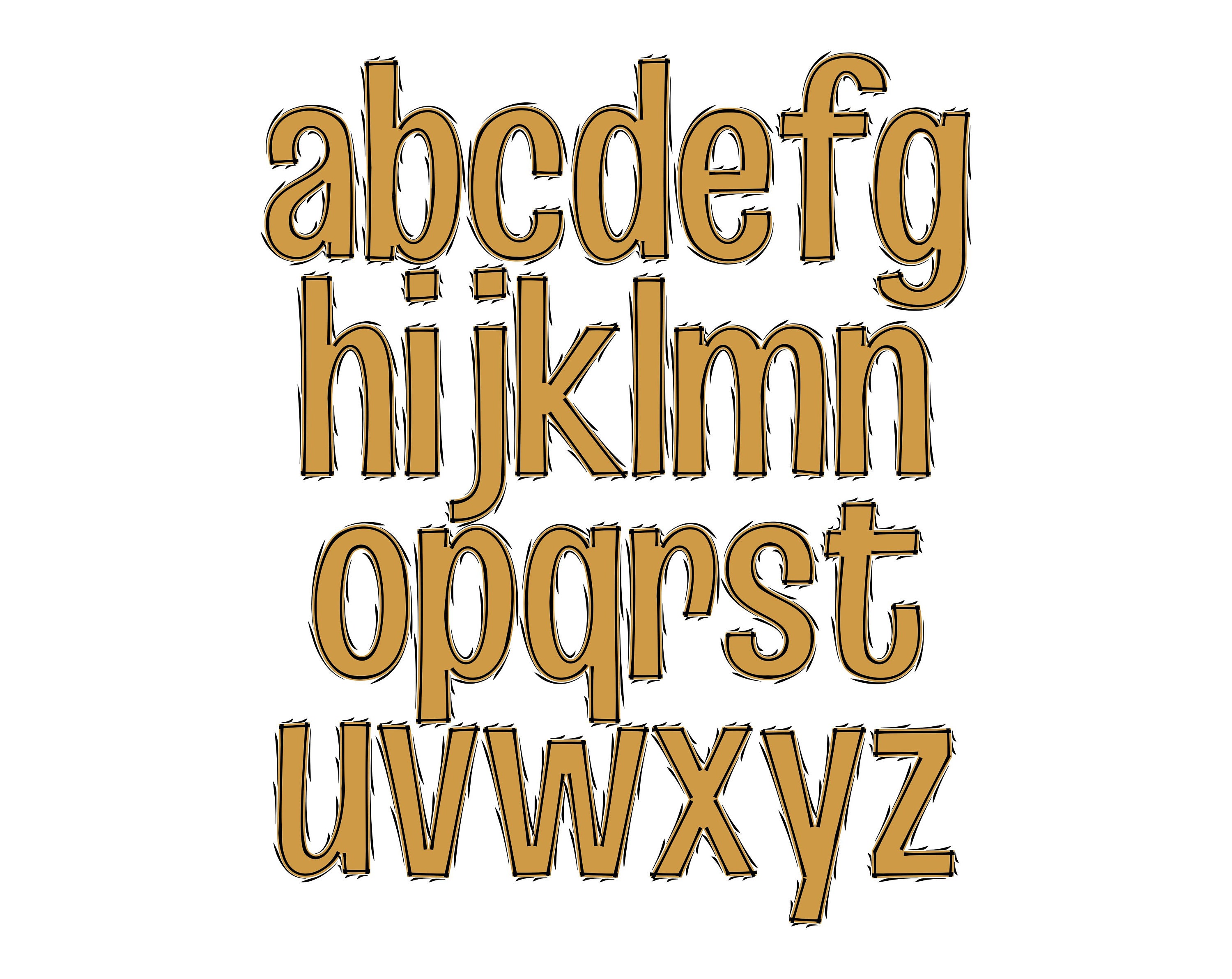 Boho Doodle Alphabet PNG Bundle: Wave Outline Letters (digital Download ...