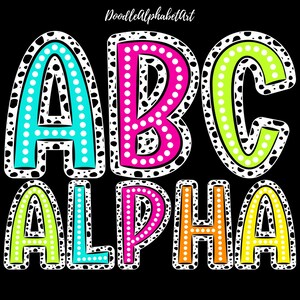 Bright Dalmatian Alphabet Letters PNG Bundle, 5 Dots Alpha Sets ...