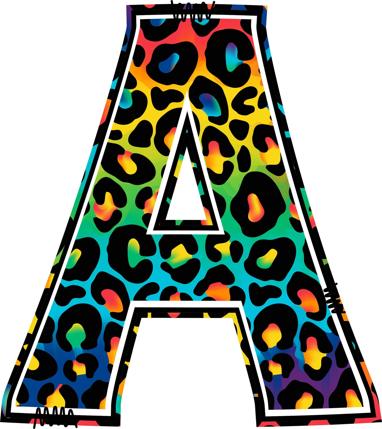 Rainbow Leopard Digital Alphabet Letters PNG Sublimation - Etsy