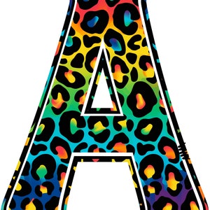 Rainbow Leopard Digital Alphabet Letters PNG Sublimation, Rainbow ...
