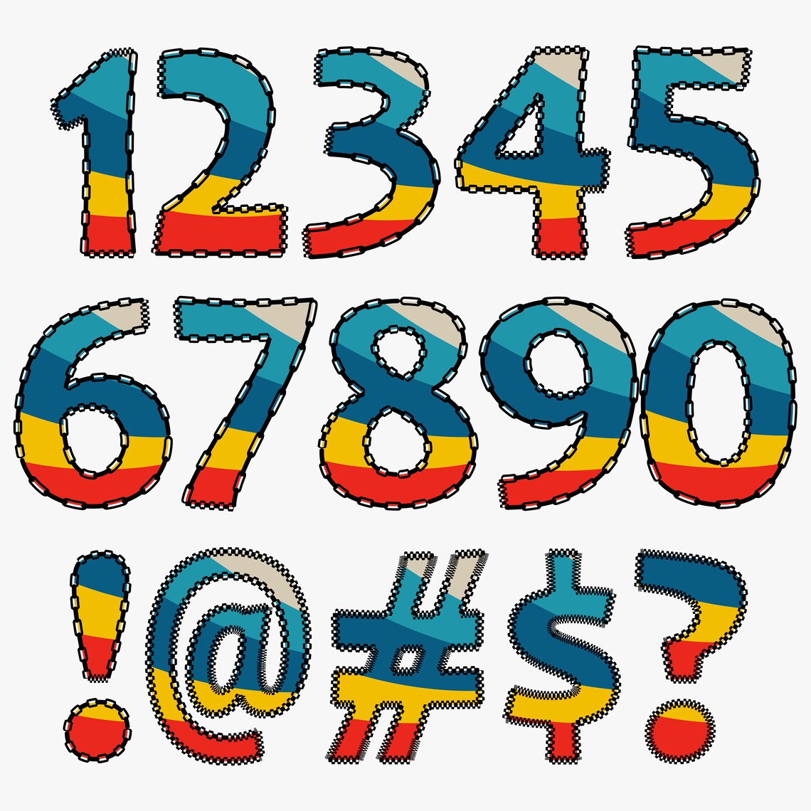 Chain Alphabet - Fun Colorful Digital Alphabet Letters and Numbers PNG ...