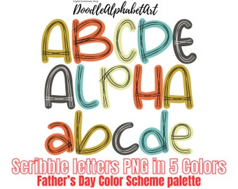 BOHO Doodle Alphabet PNG Bundle Hand Drawn Bubble Letters - Etsy