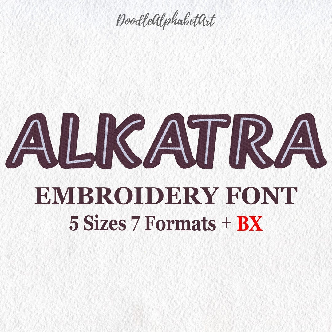 Alkatra Center Line Embroidery Font: Retro Satin Stitch (BX, PES, DST) - Etsy