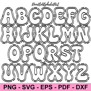 Groovy Doodle Alphabet: Outline Letters, Dots Font (digital Download ...