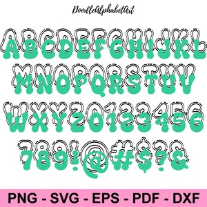 Groovy Doodle Alphabet: Outline Letters, Dots Font (digital Download ...