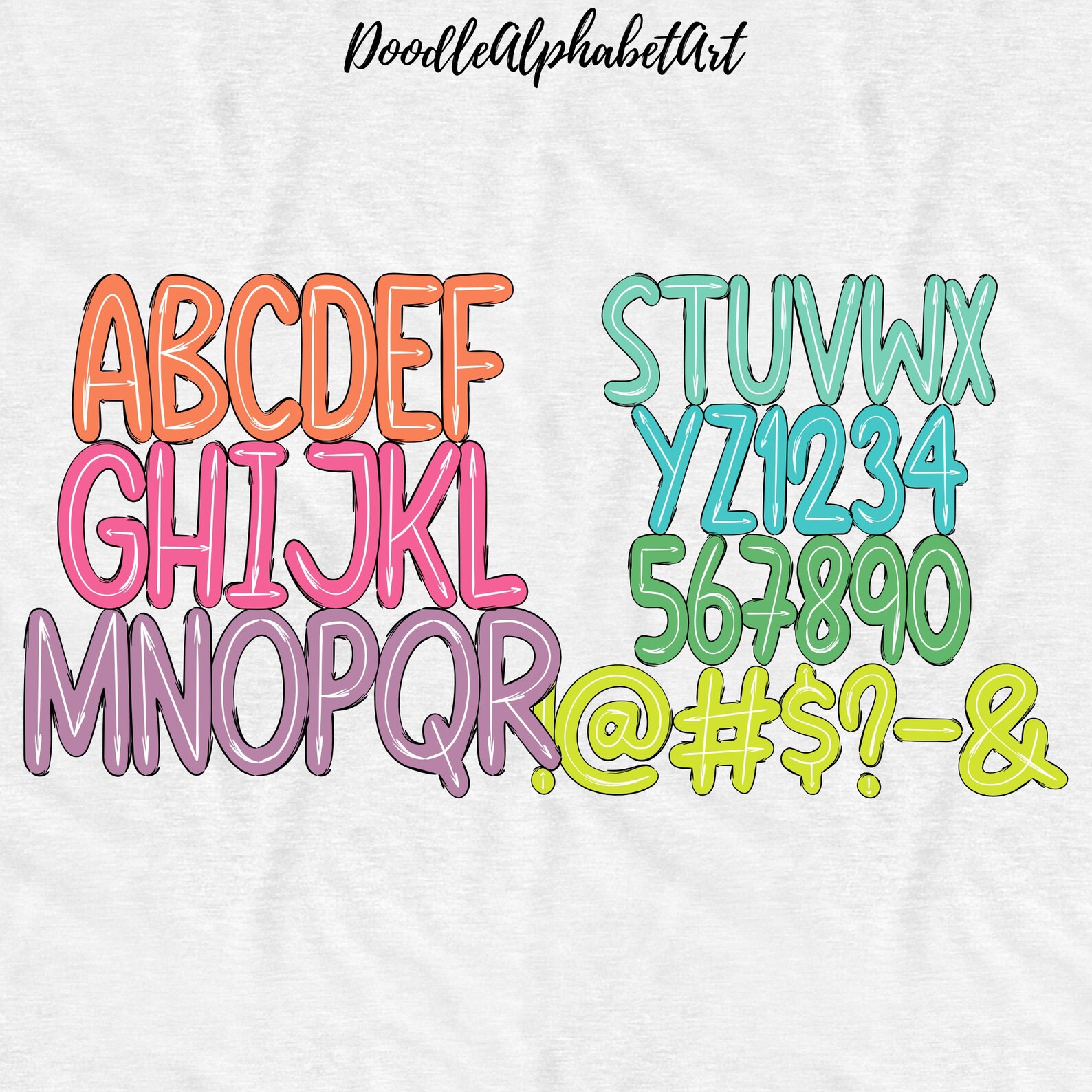 Arrow Doodle Alphabet PNG Bundle: 7 Playful Alpha Sets, DIY Crafts - Etsy