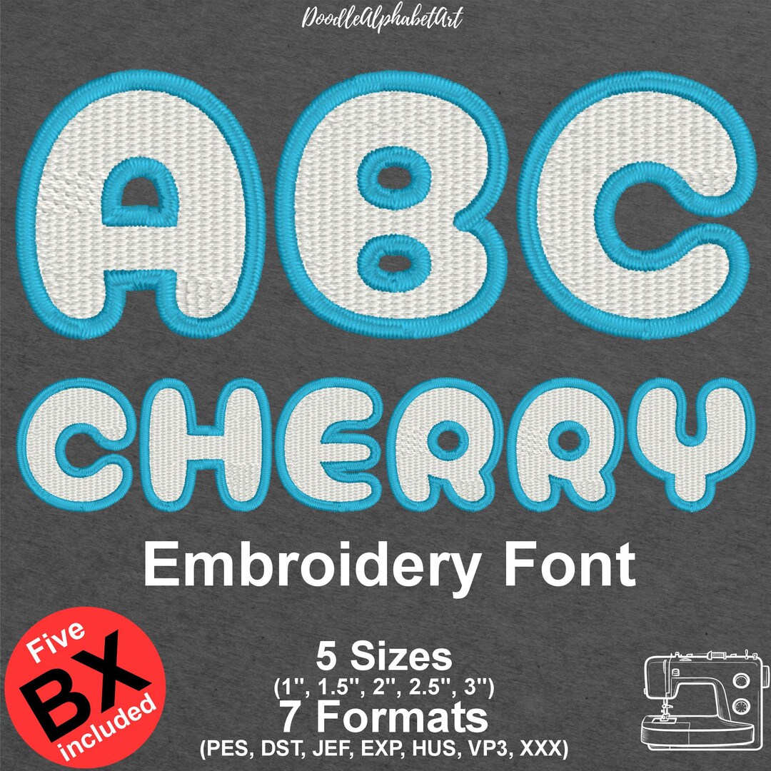 Cherry Border Satin Stitch Embroidery Font: 5 Sizes, 7 Formats (digital ...