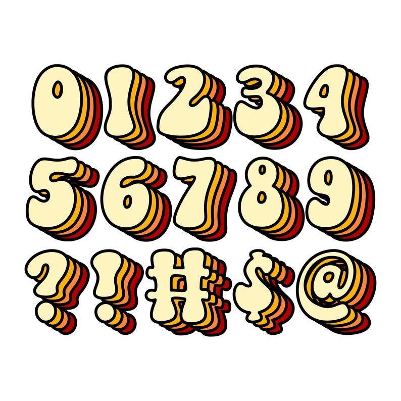 Doodle Retro Alpha PNG. Groovy Alphabet Letters Clipart Brick - Etsy