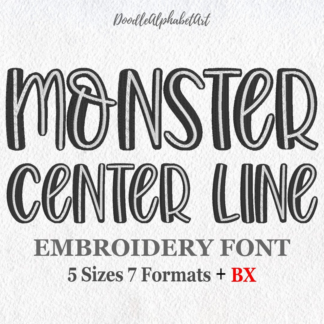 Monster Centerline Embroidery Font: Satin Stitch (digital Download) - Etsy