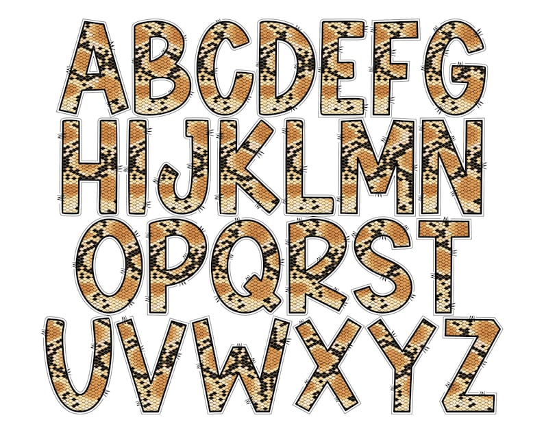 Snake Skin Digital Alphabet Letters PNG Hand Drawn Snake - Etsy