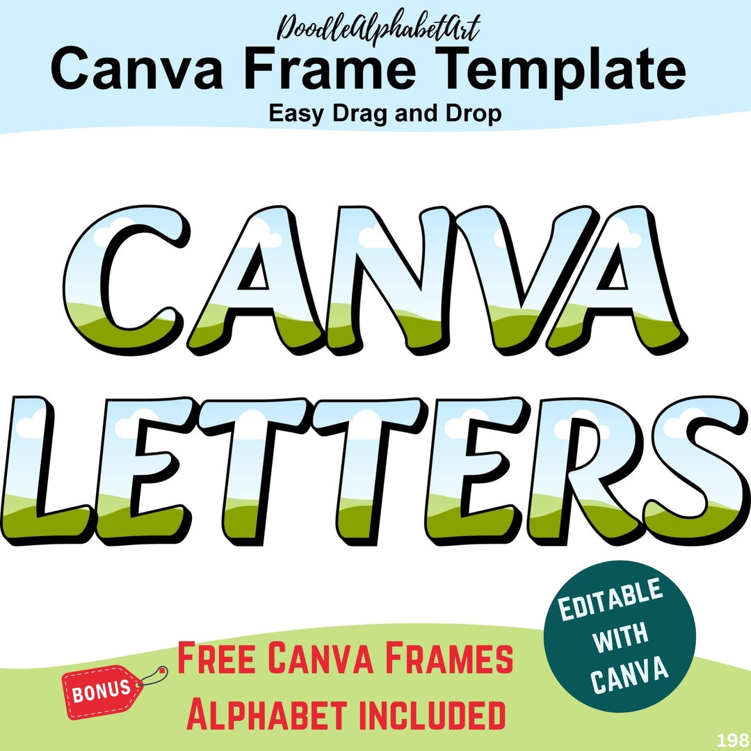 Canva Letter Frames, Doodle Alphabet Template Frames, Uppercase and ...