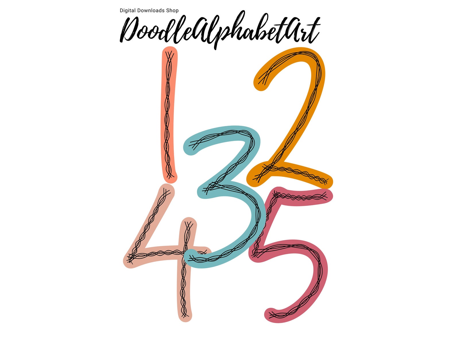 Scribble Alphabet PNG Bohemian Color Palette Boho Digital - Etsy