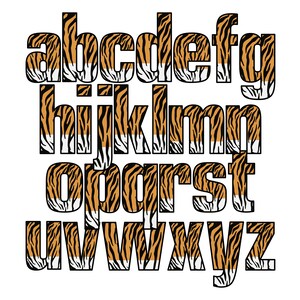 Tiger Print Digital Alphabet Bundle SVG PNG EPS Pdf, Animal Font, Wild ...