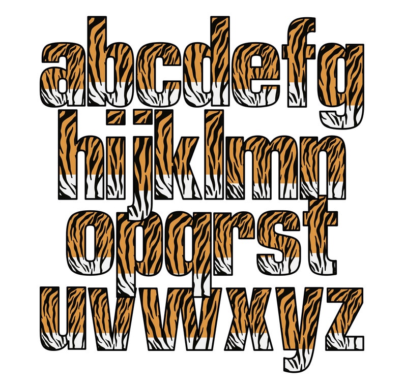 Tiger Print Digital Alphabet Bundle SVG PNG EPS Pdf Animal - Etsy