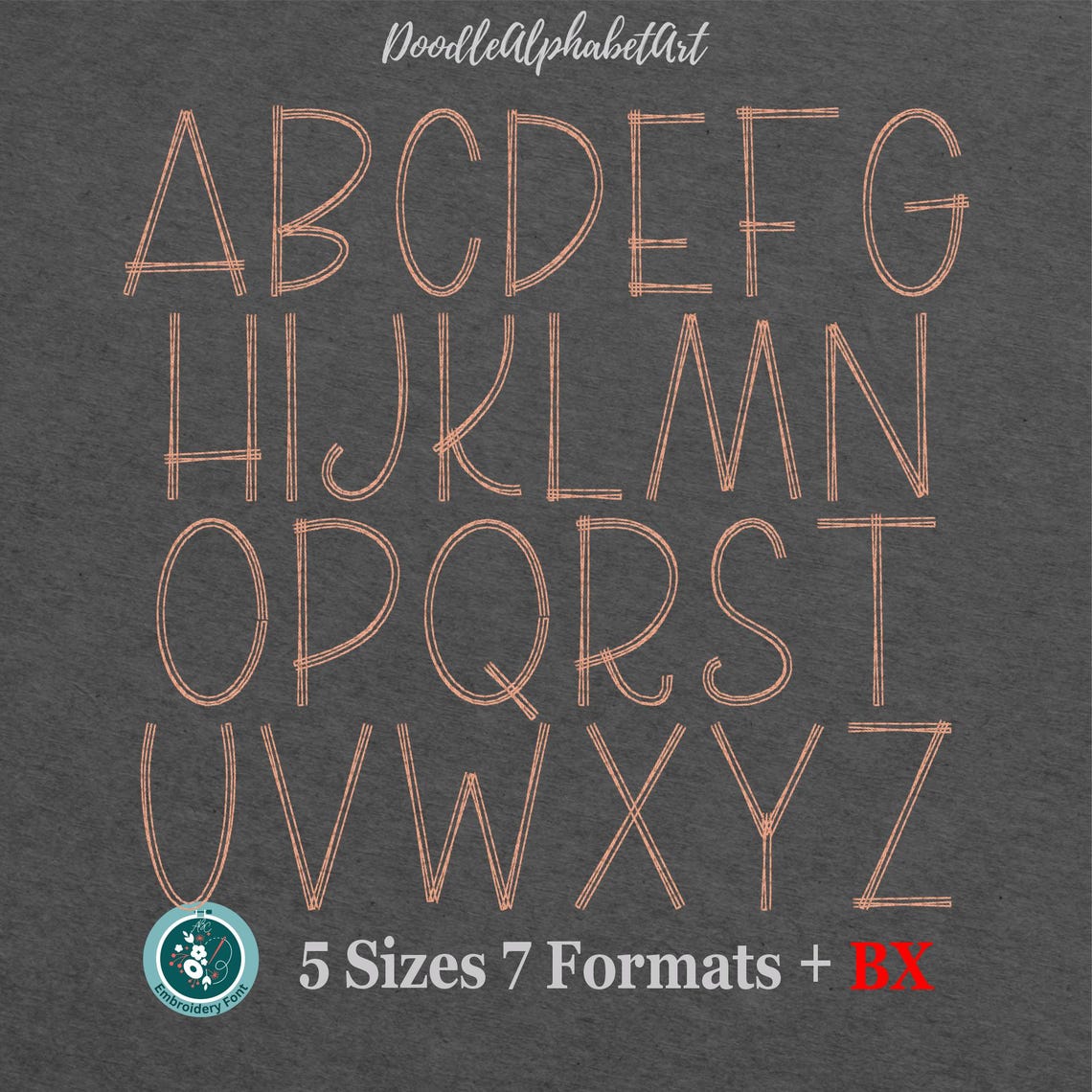 Scribble Embroidery Font: 5 Sizes, 7 Formats + BX (digital Download) - Etsy