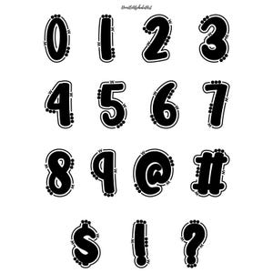 Doodle Alphabet PNG: Black and White Outlined Letters (digital Download ...
