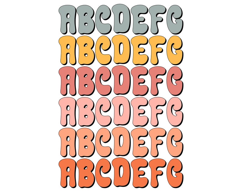 Boho Floral Retro Alphabet PNG With Clipart 6 Bohemian Colors - Etsy