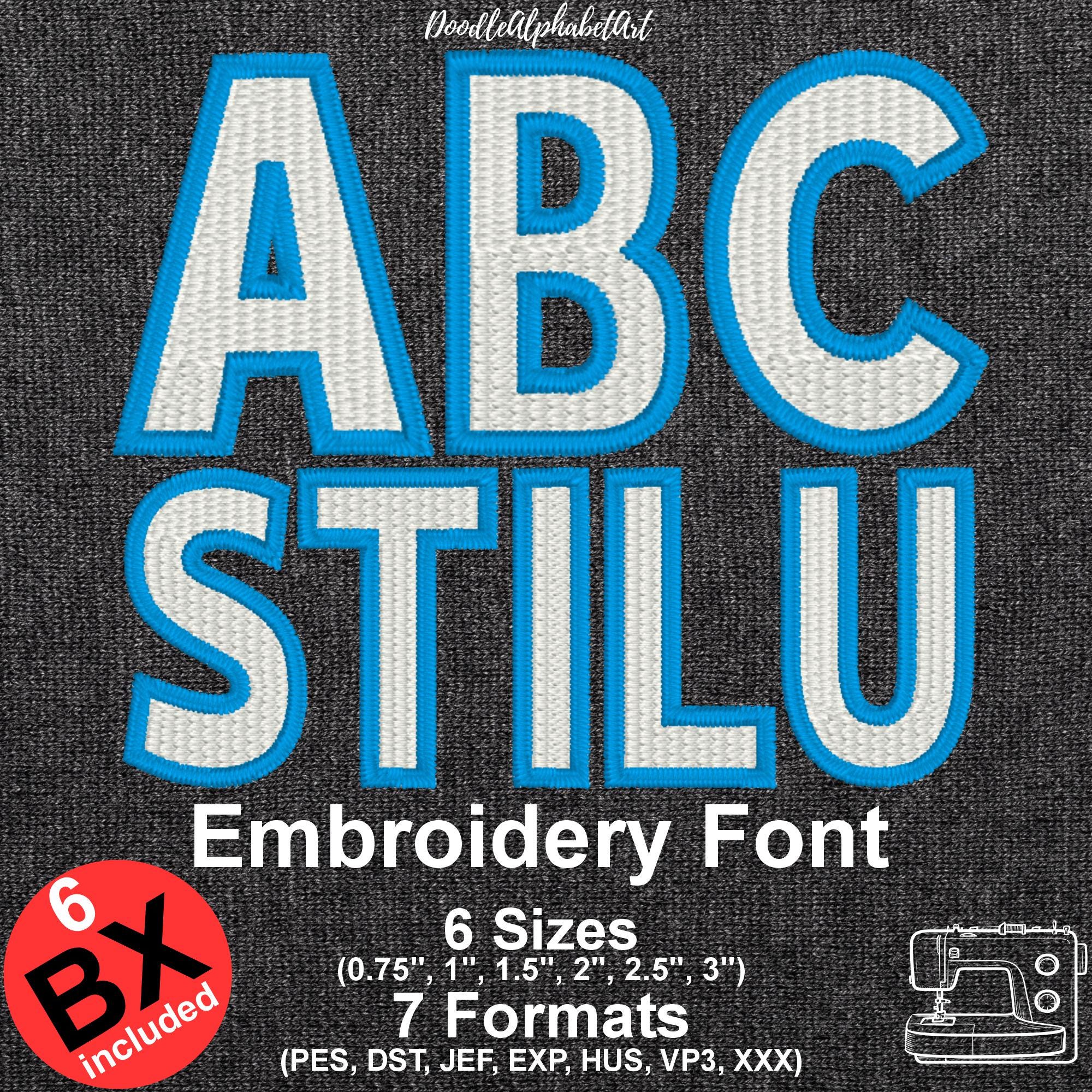 Stilu 2-color Satin Embroidery Font: 6 Sizes, 7 Formats (6 BX Files) - Etsy