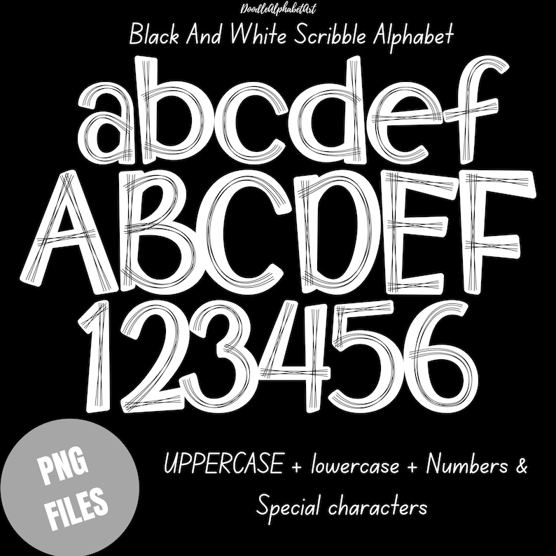 Scribble Alphabet PNG: Hand-drawn Doodle Letters (digital Download) - Etsy