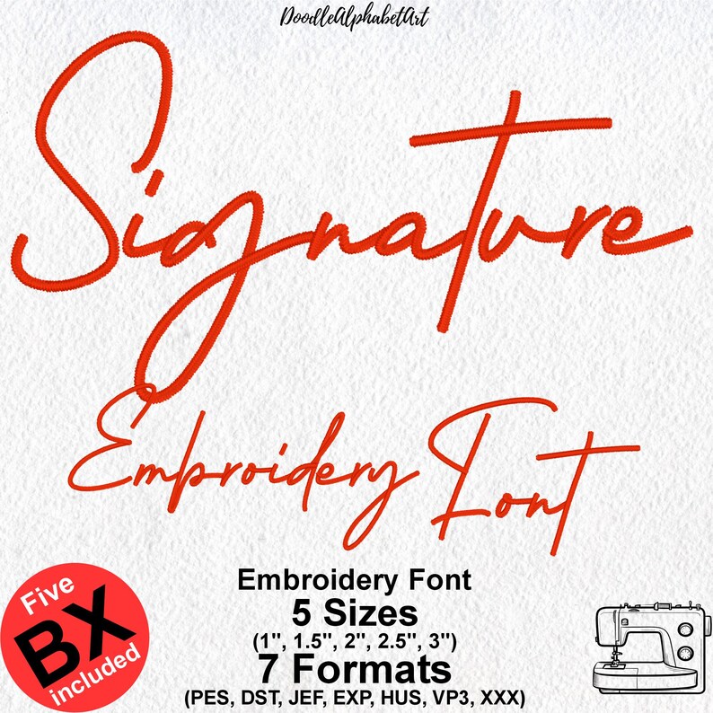 Script Embroidery Font Bundle, Cursive Machine Fonts BX, 12 Handwritten ...
