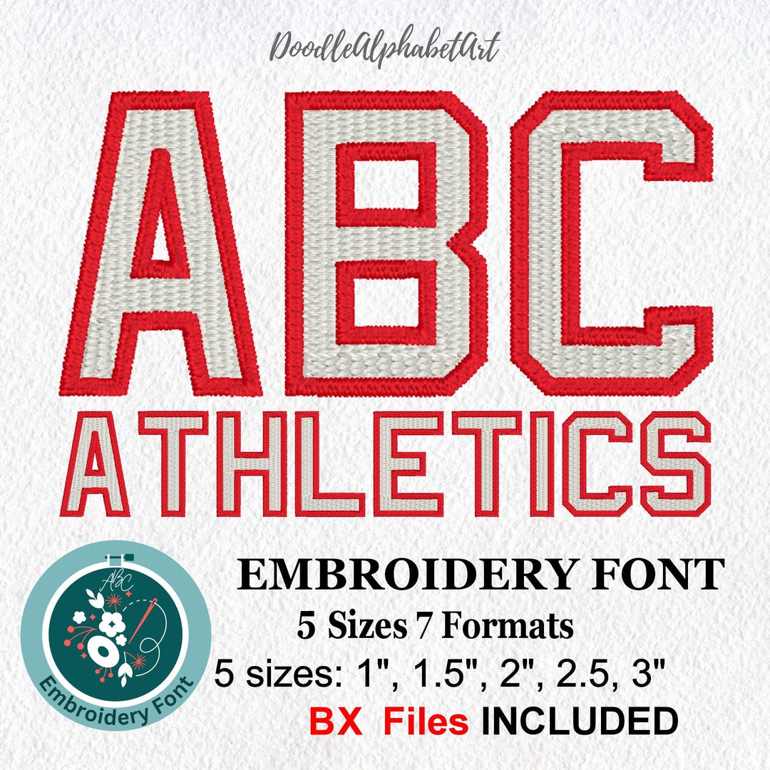 Athletic Embroidery Font: Varsity Letters, 5 Sizes (digital Download ...