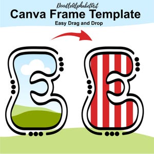 Canva Frame Letters, Doodle Groovy Alphabet, Line and Dots, Editable ...