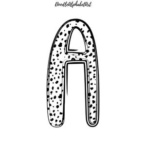 Dalmatian Dots Outline Scribble Alphabet PNG, Black and White Color ...