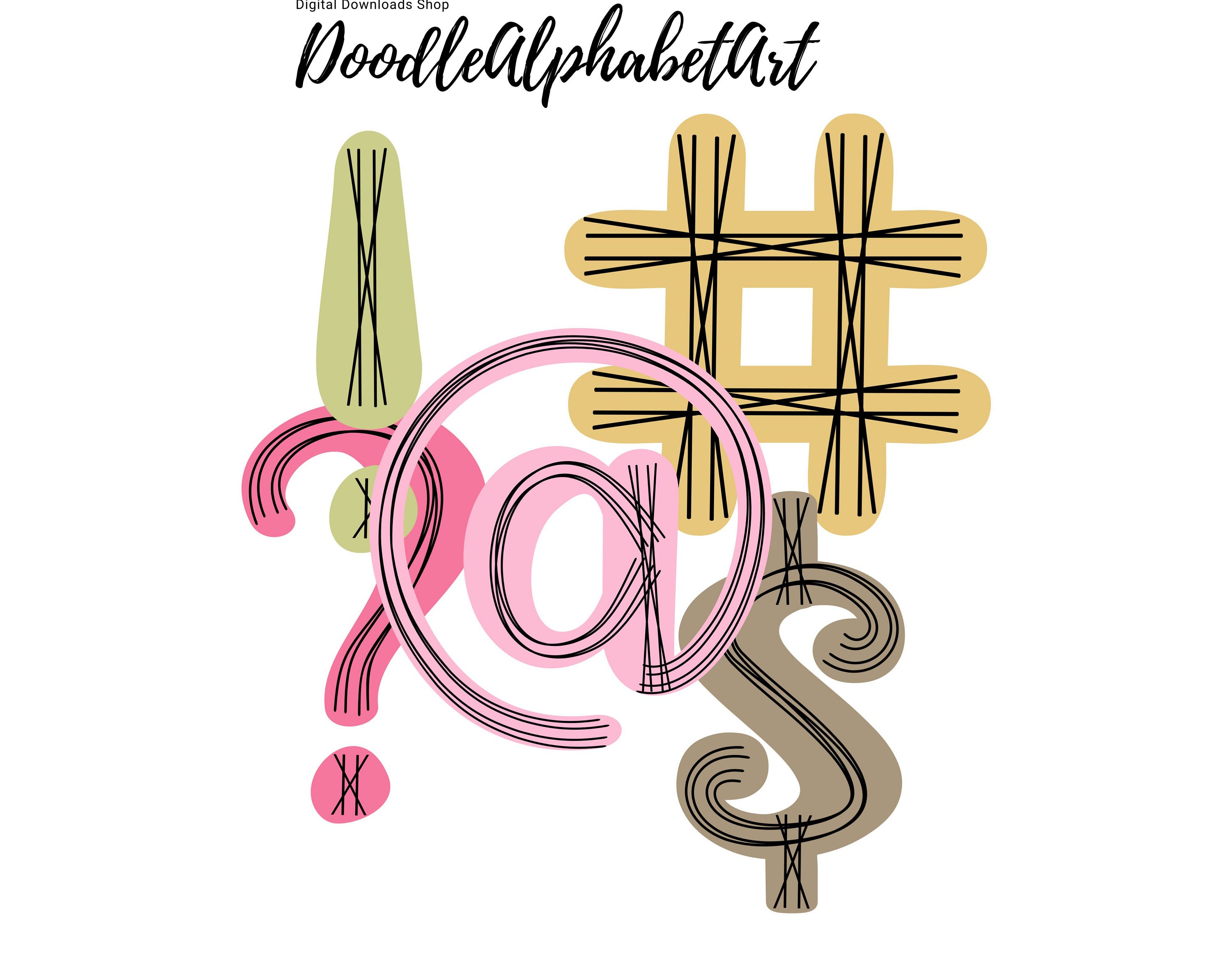 Scribble Letters PNG in 5 Colors Schemes for Mother's Day - Etsy