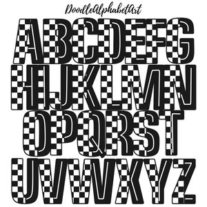 Checkered Alphabet PNG Bundle: Bright Color Letters (digital Download ...