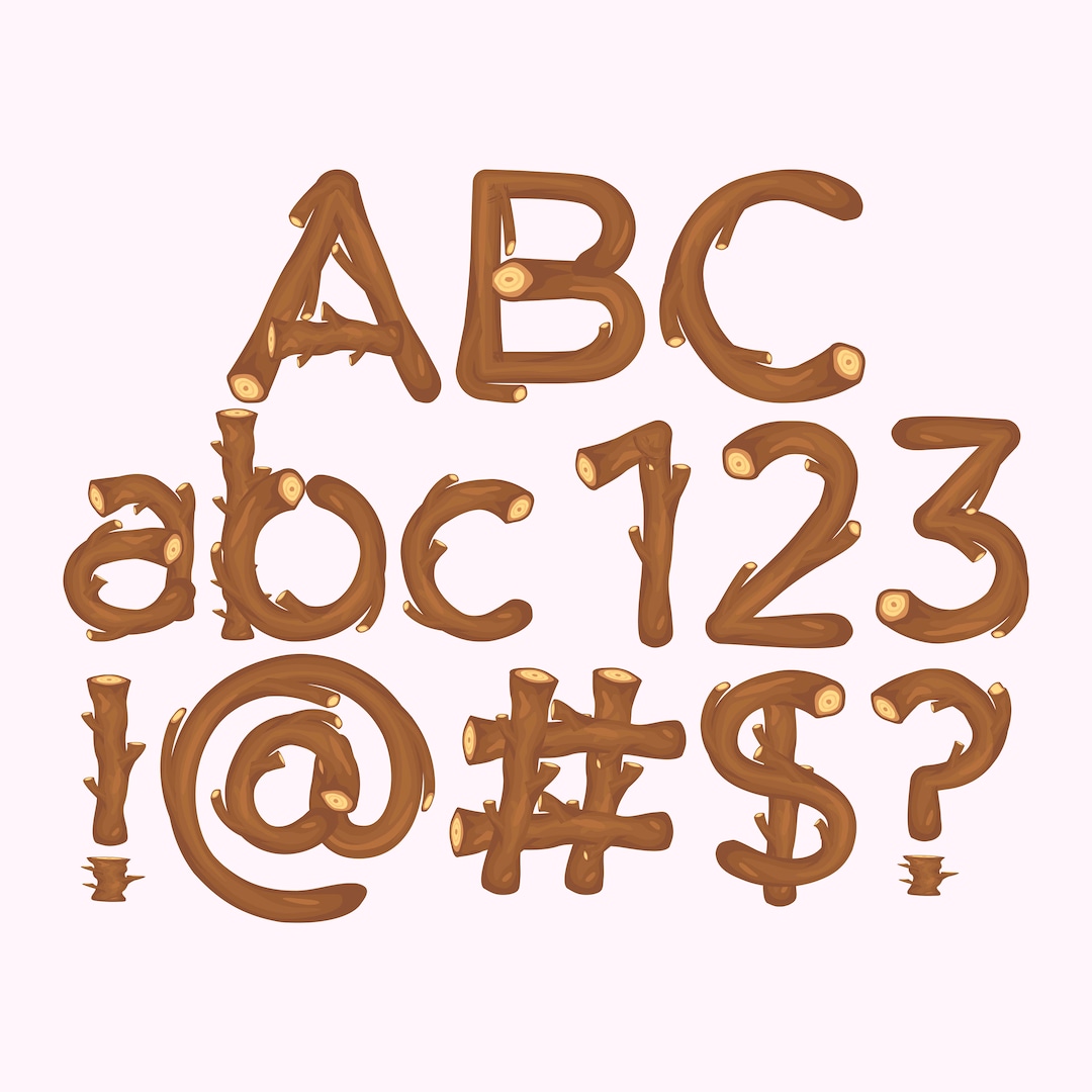 Wooden Stick Clipart Digital Alphabet Letters PNG Sublimation, Tree ...