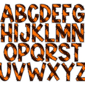 Tiger Stripe Skin Animal Digital Alphabet Letters PNG, Hand Drawn ...