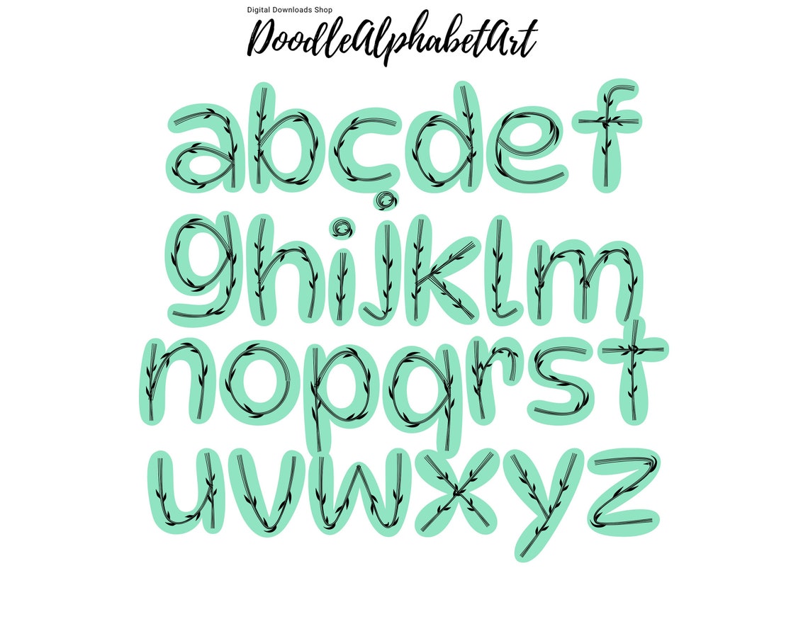 Scribble Letters PNG 5 Alphabet Sets Doodle Spring Floral - Etsy