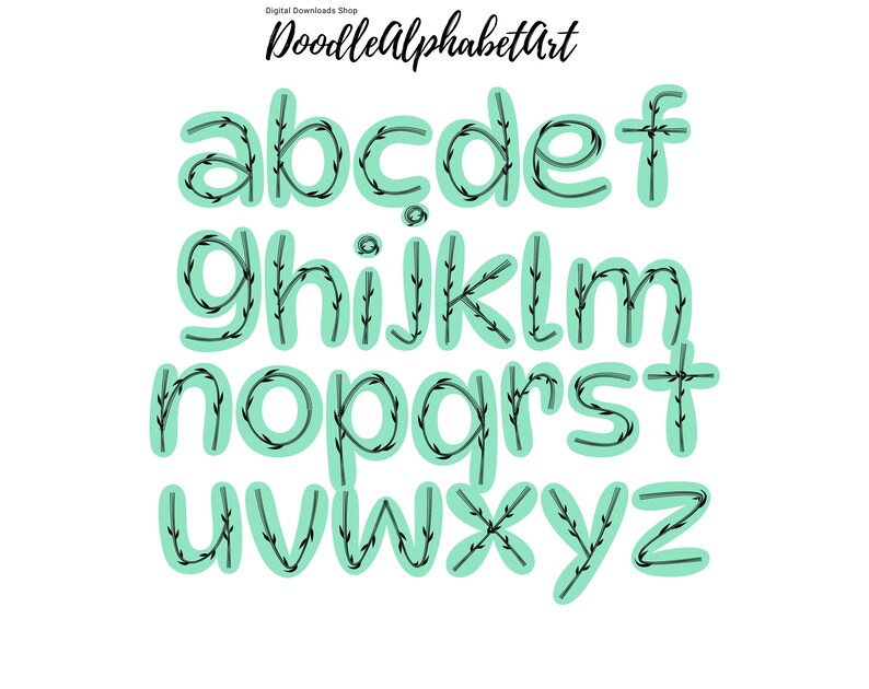 Scribble Letters PNG 5 Alphabet Sets Doodle Spring Floral - Etsy