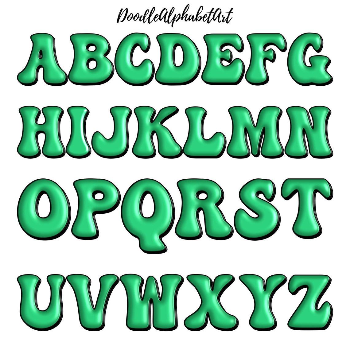 3D Retro Rainbow Alphabet PNG: Groovy Bubble Letters (5 Alpha Sets) - Etsy