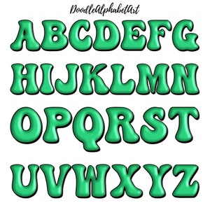 3D Retro Rainbow Alphabet PNG: Groovy Bubble Letters (5 Alpha Sets) - Etsy