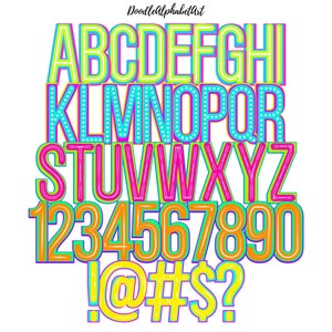 Scribble & Marquee Funky Colorful Alphabet PNG Bundle, Bright Color ...