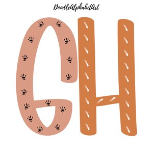 Boho Doodle Alphabet Letters PNG Bundle: Earthy Handwritten Font ...