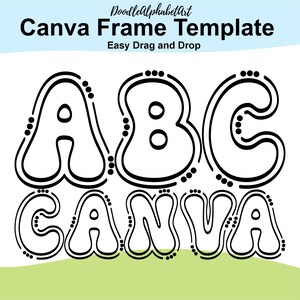 Canva Frame Letters, Doodle Groovy Alphabet, Line and Dots, Editable ...