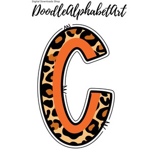 Half Print Leopard Color Alphabet Letters PNG Bundle, Doodle Alphabet ...