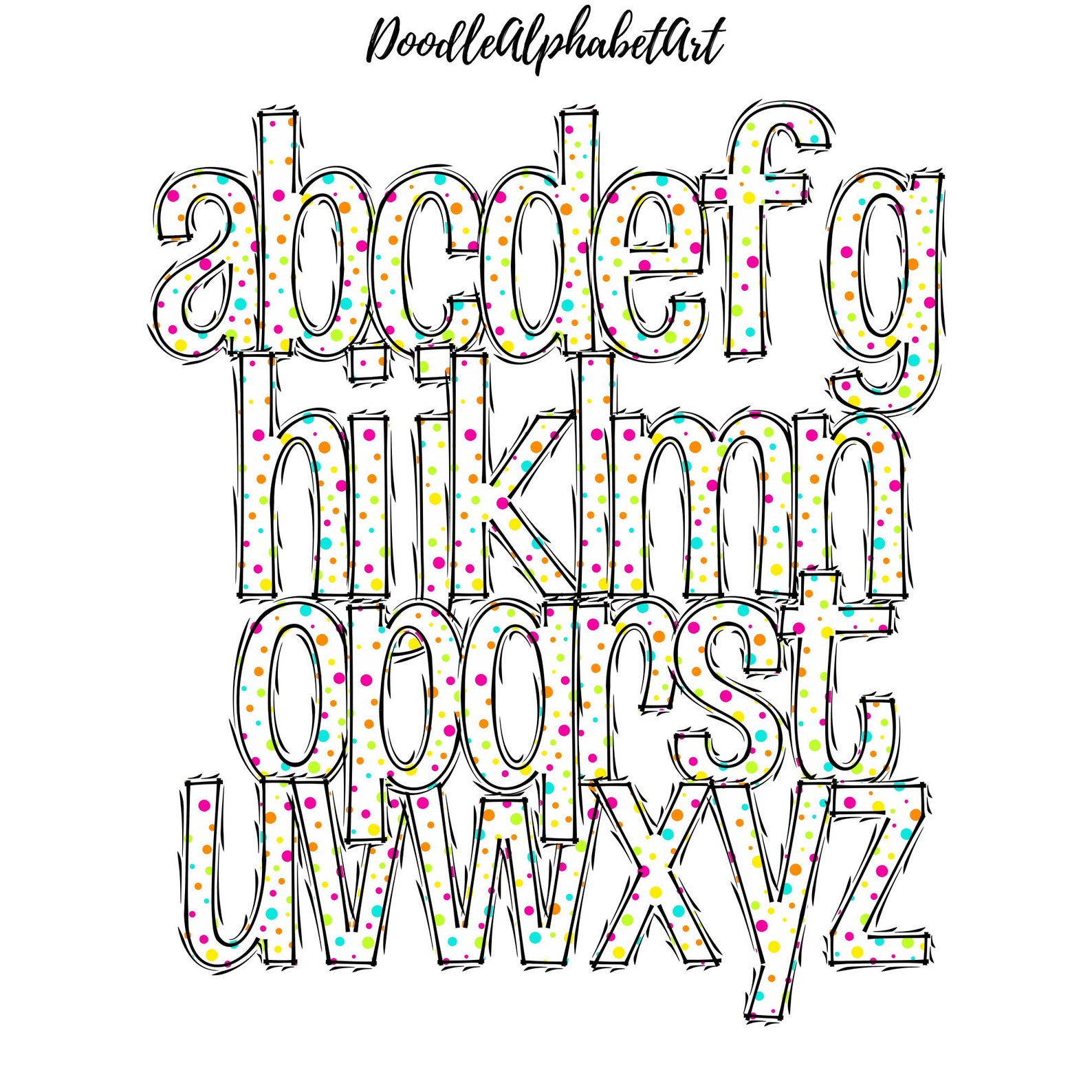 Doodle Dots Alphabet PNG Bundle: Playful Spot Letters (digital Download ...