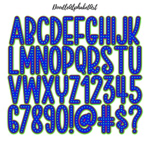 Neon Polka Dot Alphabet PNG Bundle: Funky Marquee Letters (digital ...