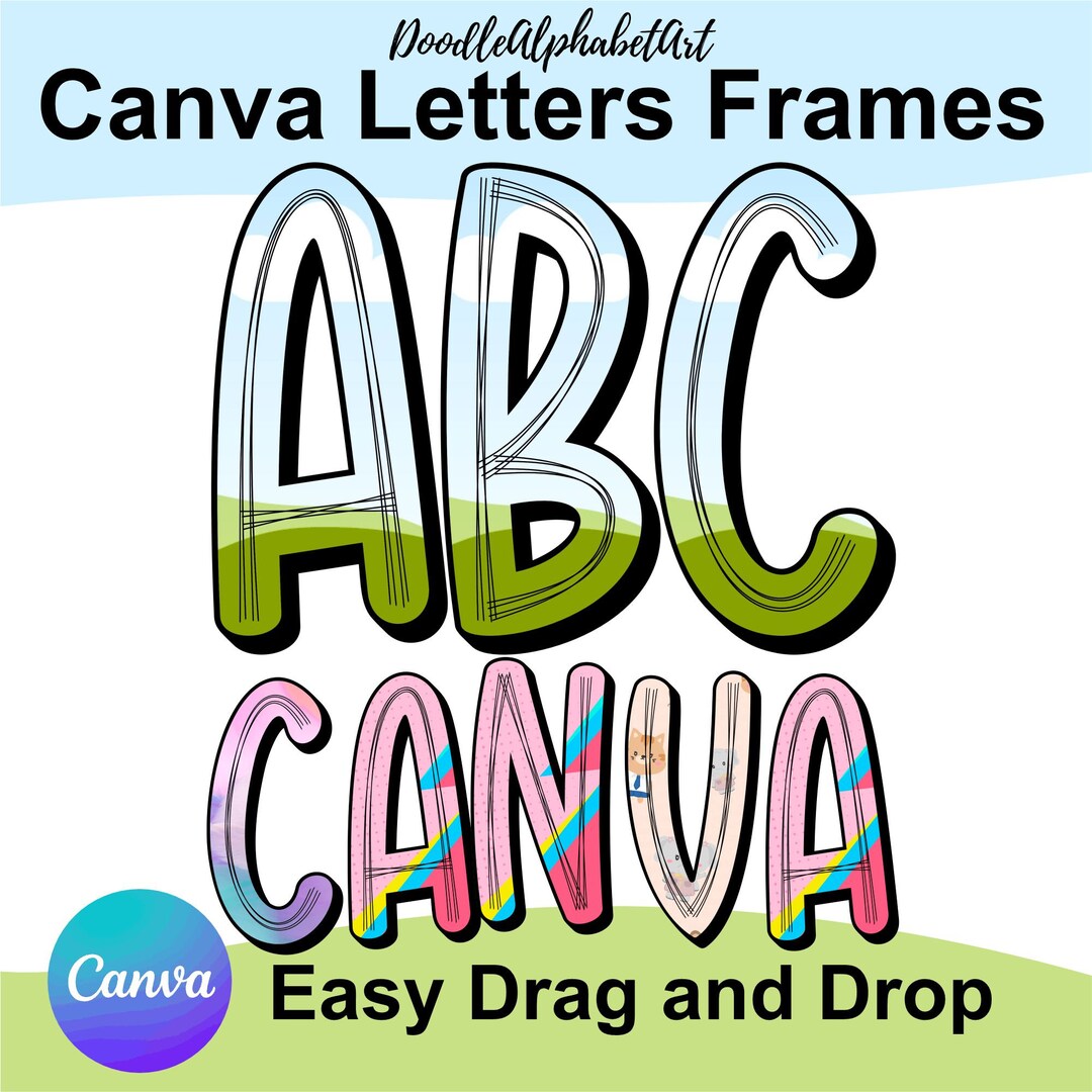 Scribble Canva Frame Letters Digital Hand-drawn Doodle - Etsy