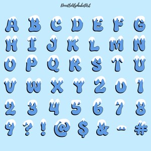 Winter Snow Doodle Alphabet PNG Bundle: Retro Groovy Letters (digital ...