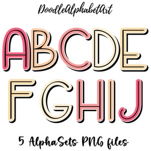 Black Centerline Natural Handwritten Doodle Alphabet Comic Font PNG ...