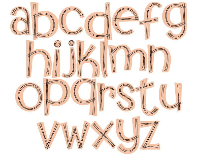 Scribble Alphabet Letters Png in 5 Colors Boho Desert Dreams - Etsy