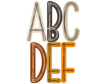 Boho Doodle Alphabet Letters PNG Bundle Scribble Doodle - Etsy