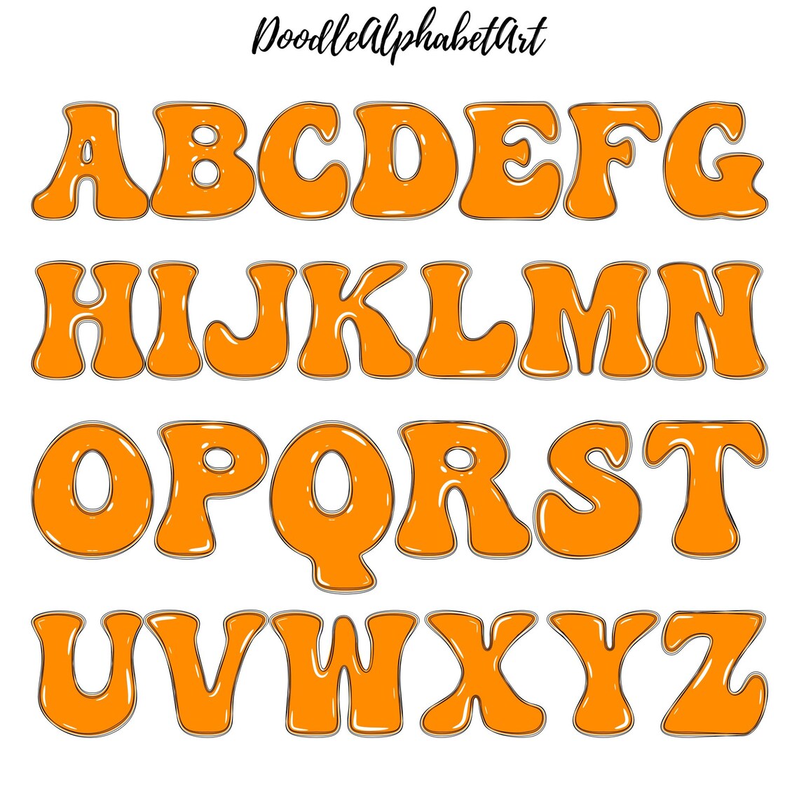 Retro Groovy Doodle Alphabet: Bright 3D PNG Bundle (5 Alpha Sets) - Etsy